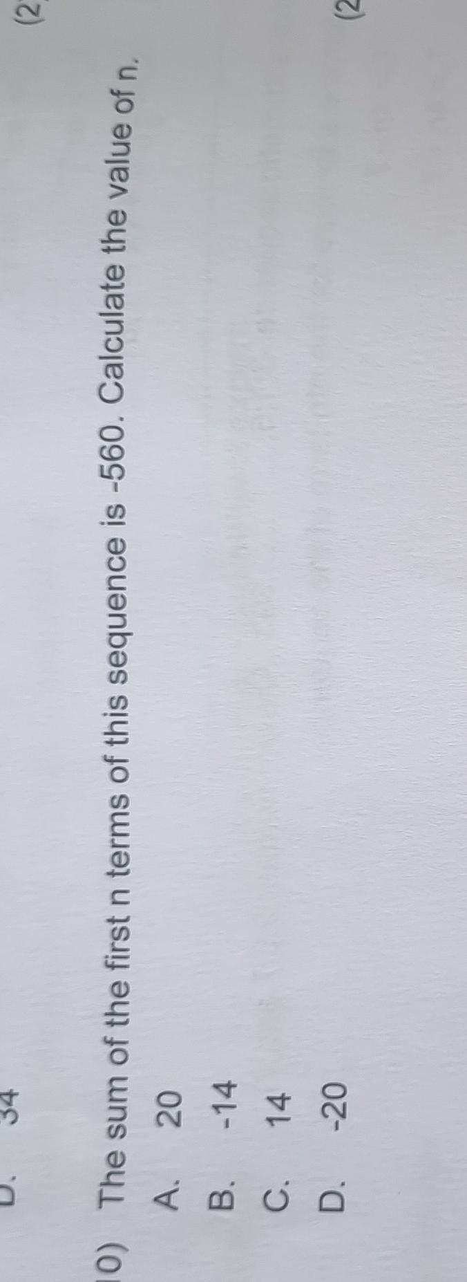Solved 0) The sum of the first n terms of this sequence is | Chegg.com
