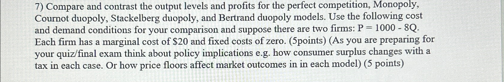 Solved Compare and contrast the output levels and profits | Chegg.com