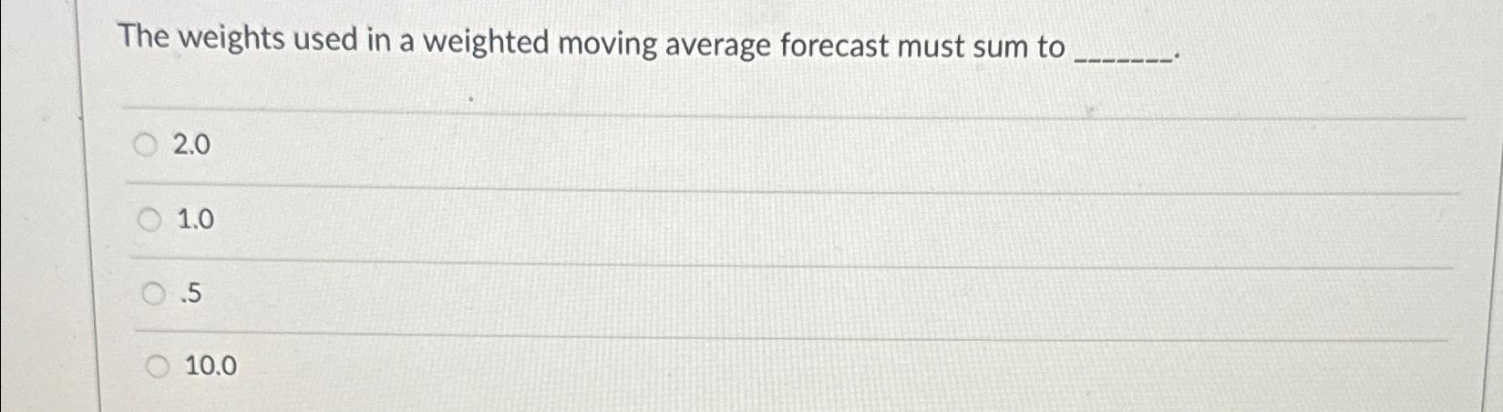 Solved The weights used in a weighted moving average | Chegg.com