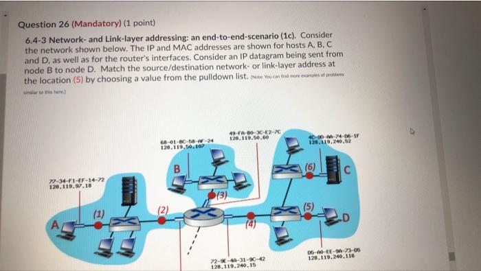 Solved Question 26 (Mandatory) (1 point) 6.4-3 Network- and | Chegg.com