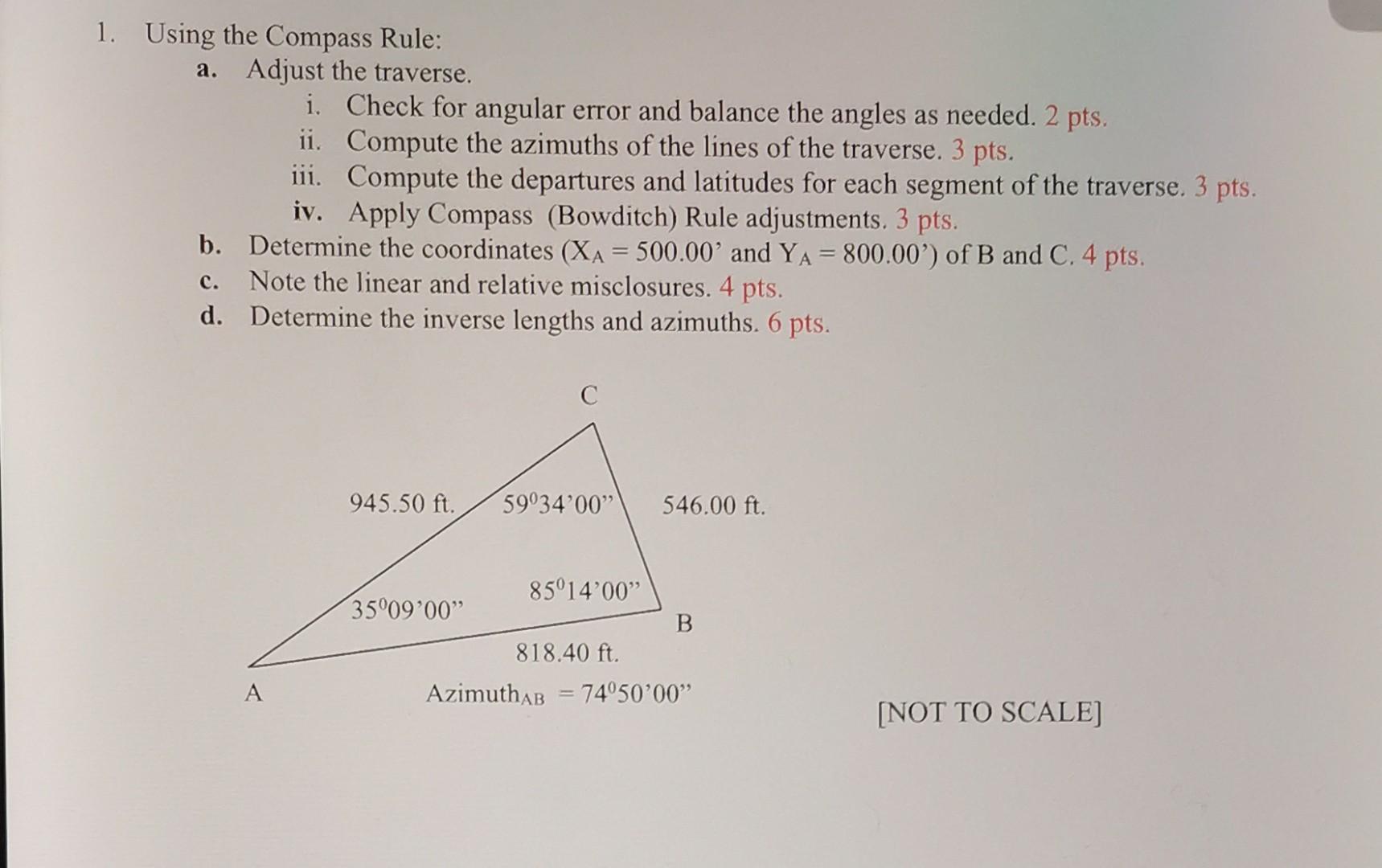 Solved Using the Compass Rule: a. Adjust the traverse. i. | Chegg.com