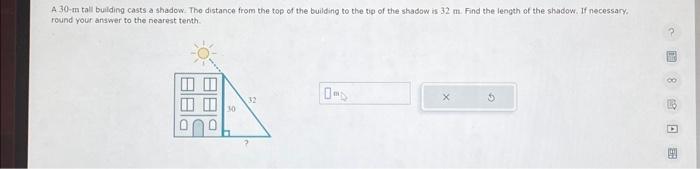 Solved A 30-m tall building casts a shadow. Tho distance | Chegg.com