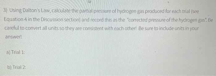 Lab Activity 14: Molar Volume of Hydrogen Report1/6 | Chegg.com