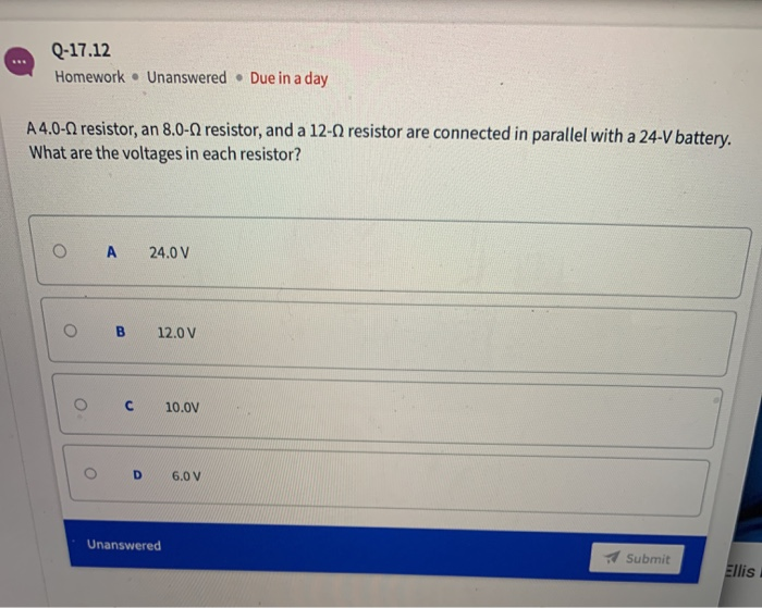 Solved Q-17.12 Homework. Unanswered. Due in a day A 4.0-. | Chegg.com