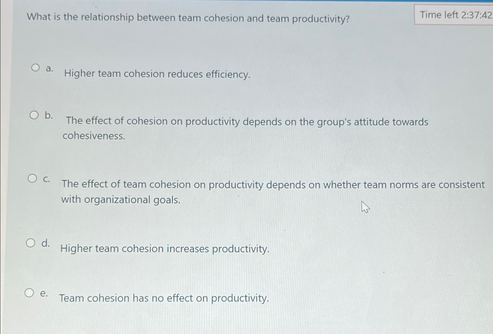 Solved What is the relationship between team cohesion and | Chegg.com