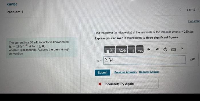 Solved Find the power (in microwatts) at the terminals of | Chegg.com