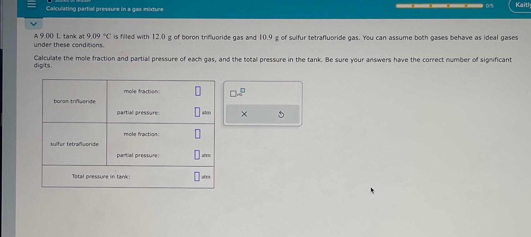 Solved Calculating partial pressure in a gas mixtureA 9.00L | Chegg.com