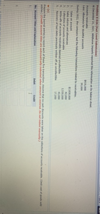 Solved Problem 8-02A (Part Level Submission) At December 31, | Chegg.com