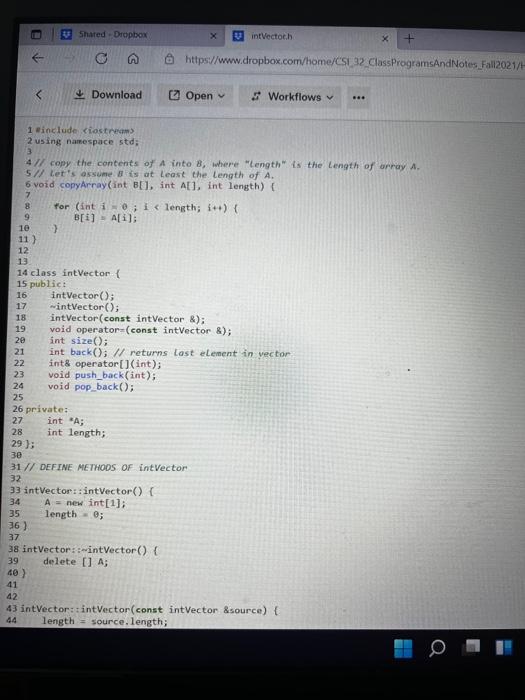 Solved 1 A See The File Int Vectorh For A Vector Of Ints 