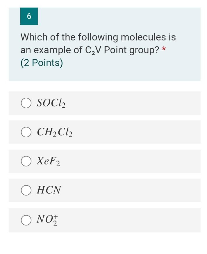 Solved 6 Which of the following molecules is an example of | Chegg.com