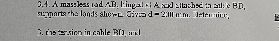 Solved 3,4. ﻿A massless rod AB, ﻿hinged at A and attached to | Chegg.com