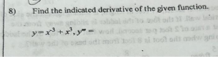 Solved Find the indicated derivative of the given function. | Chegg.com