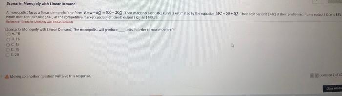 Solved Scenario: Monopoly with Linear Demand A monopolist | Chegg.com