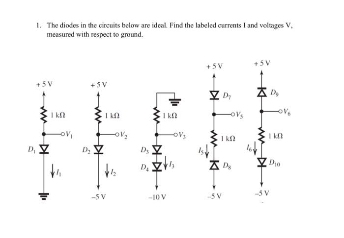 Solved 1. The diodes in the circuits below are ideal. Find | Chegg.com