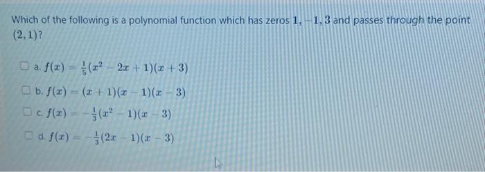 Solved Which of the following is a polynomial function which | Chegg.com