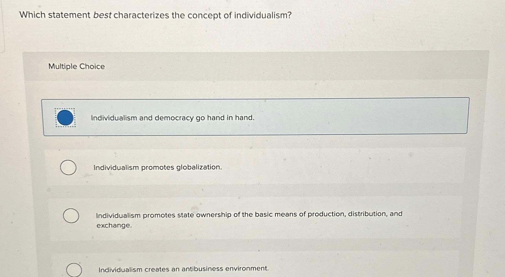 Solved Which statement best characterizes the concept of | Chegg.com