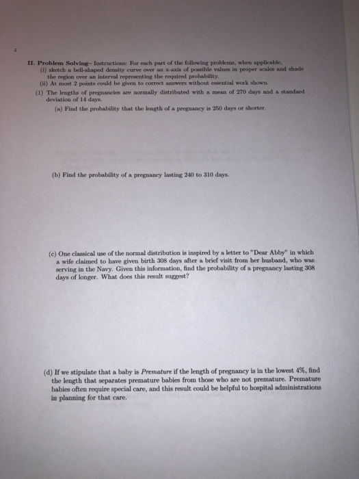 Solved II. Problem Solving Instructions for each part of the | Chegg.com