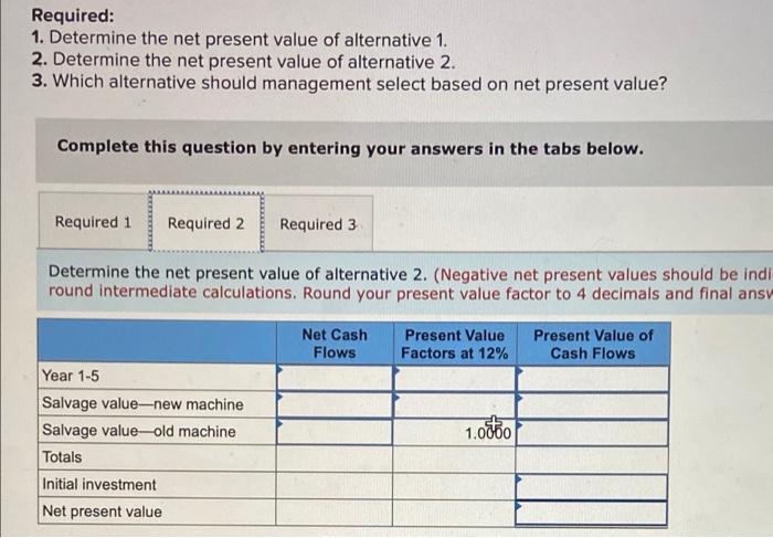 Solved Problem 11-6A (Algo) Net present value of alternate | Chegg.com