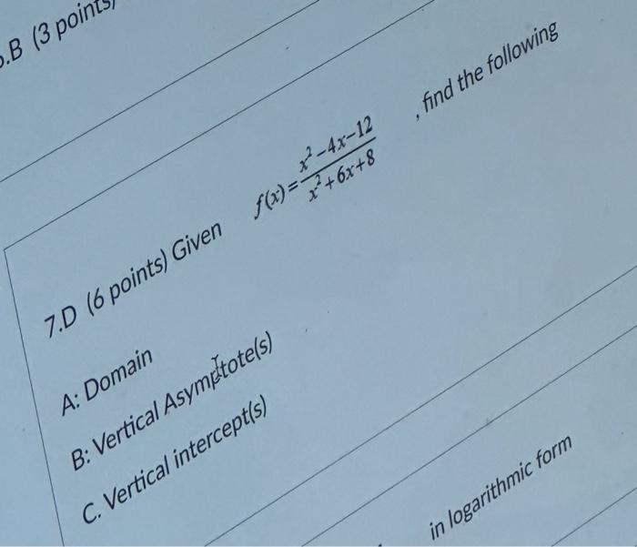 Solved please solve number 7 as quick as possible | Chegg.com
