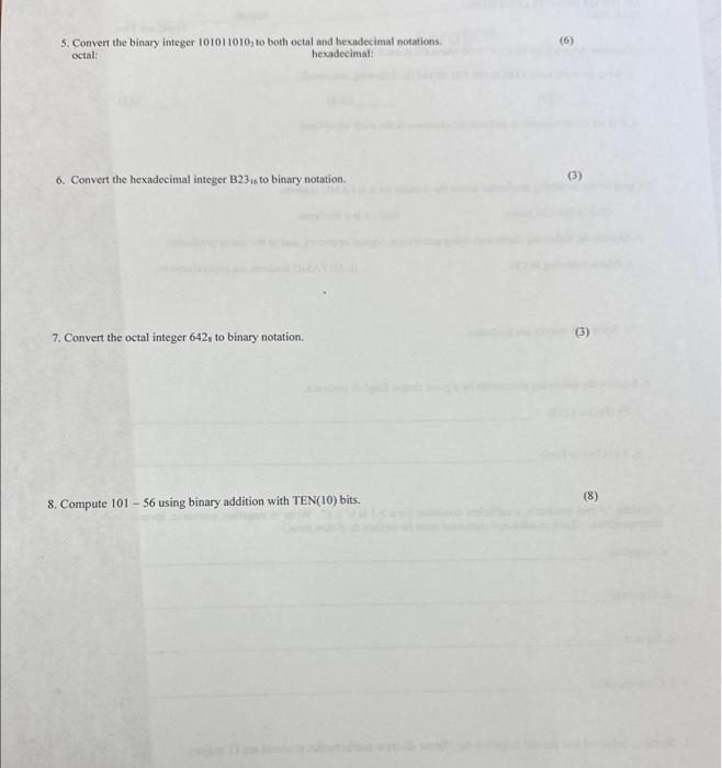 Solved 5. Convert the binary integer 1010110122 to both | Chegg.com