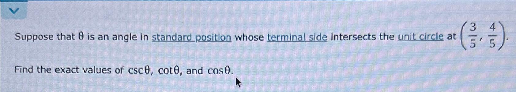 Solved Suppose that θ ﻿is an angle in standard position | Chegg.com