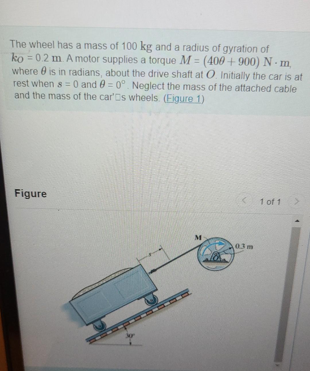 The wheel has a mass of 100 kg and a radius of | Chegg.com