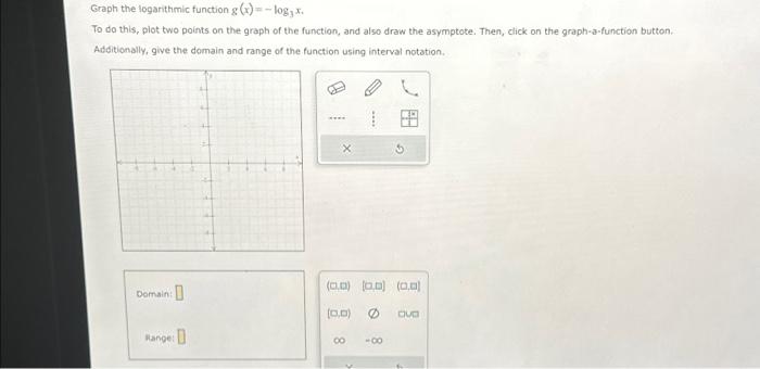 Solved Graph the logarithmic function g(x)= -log3x. To do | Chegg.com