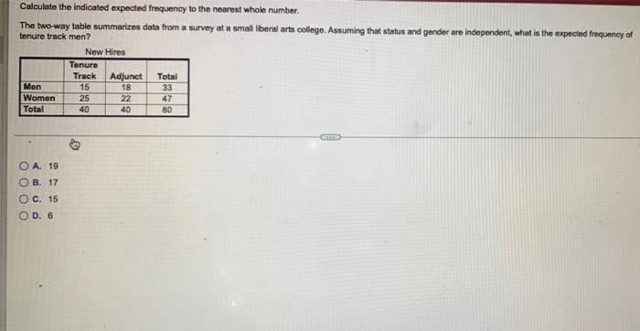 Solved Calculate the indicated expected frequency to the | Chegg.com