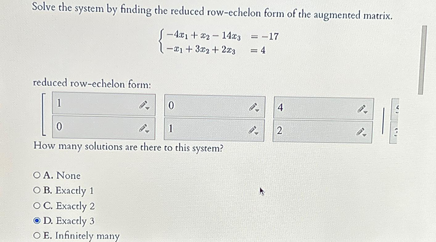 Solved Solve the system by finding the reduced row-echelon | Chegg.com