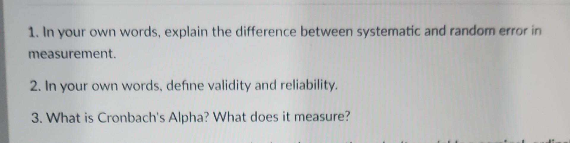 Solved 1. In your own words, explain the difference between | Chegg.com