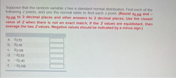 Solved Suppose that the random variable z has a standard | Chegg.com