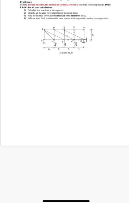 Solved Problem att Use the method of joints, the methed of | Chegg.com