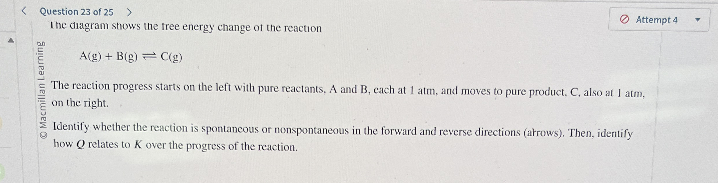 Solved A(g) ﻿B(g)⇌C(g)The reaction progress starts on the | Chegg.com