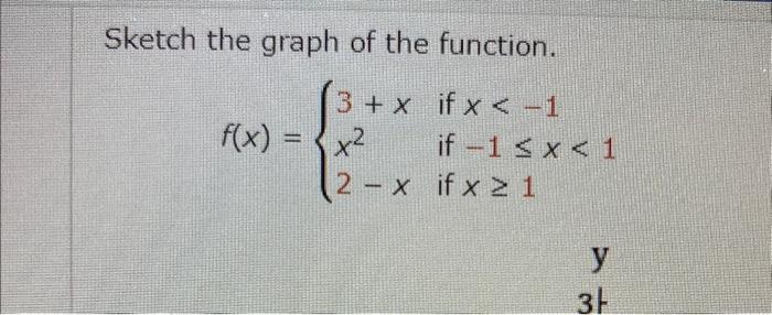 Solved Sketch the graph of the function. f(x)=⎩⎨⎧3+xx22−x if | Chegg.com