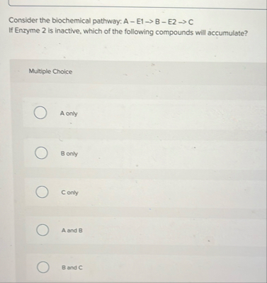 Solved Consider the biochemical pathway: A-E1→B-E2→C ﻿If | Chegg.com