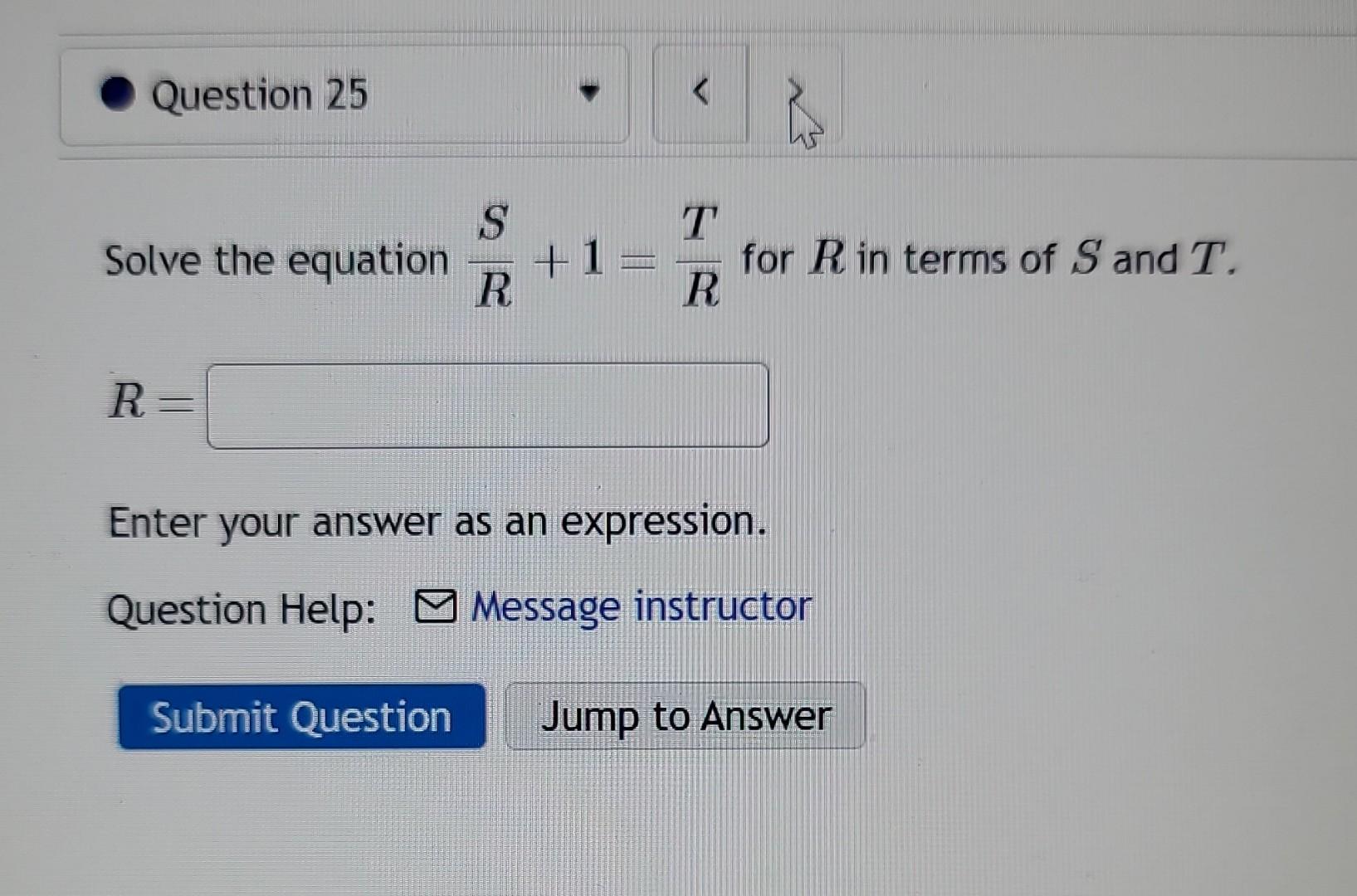 Solved Solve the equation RS+1=RT for R in terms of S and T. | Chegg.com