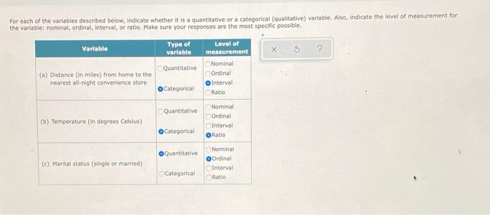 Solved For Each Of The Variables Described Below Indicate 