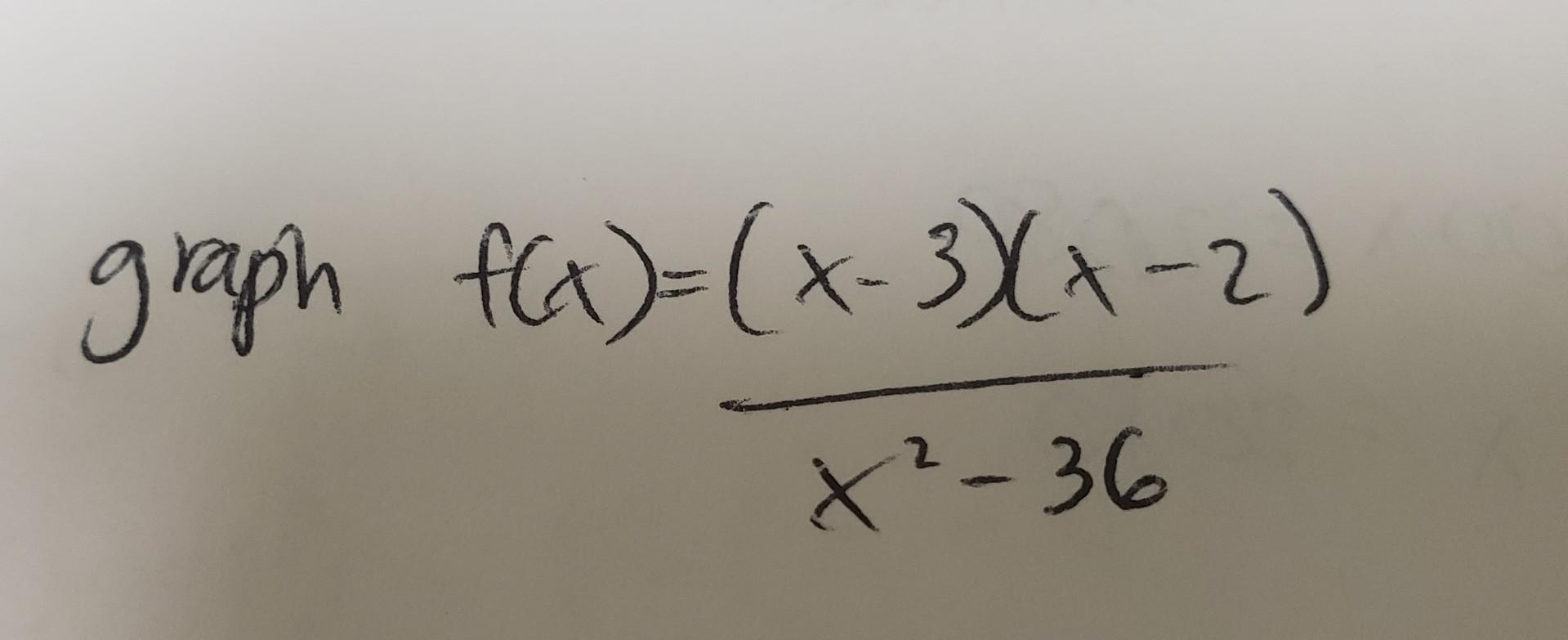 Solved graph f(x)=x2−36(x−3)(x−2) | Chegg.com