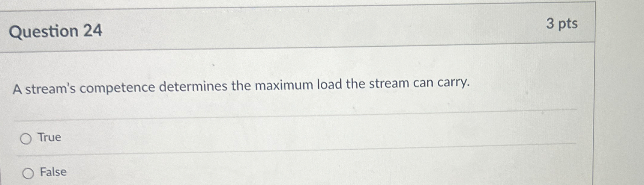 Solved Question 243ptsA stream's competence determines the | Chegg.com