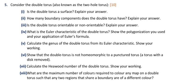 Solved 5. Consider the double torus (also known as the | Chegg.com