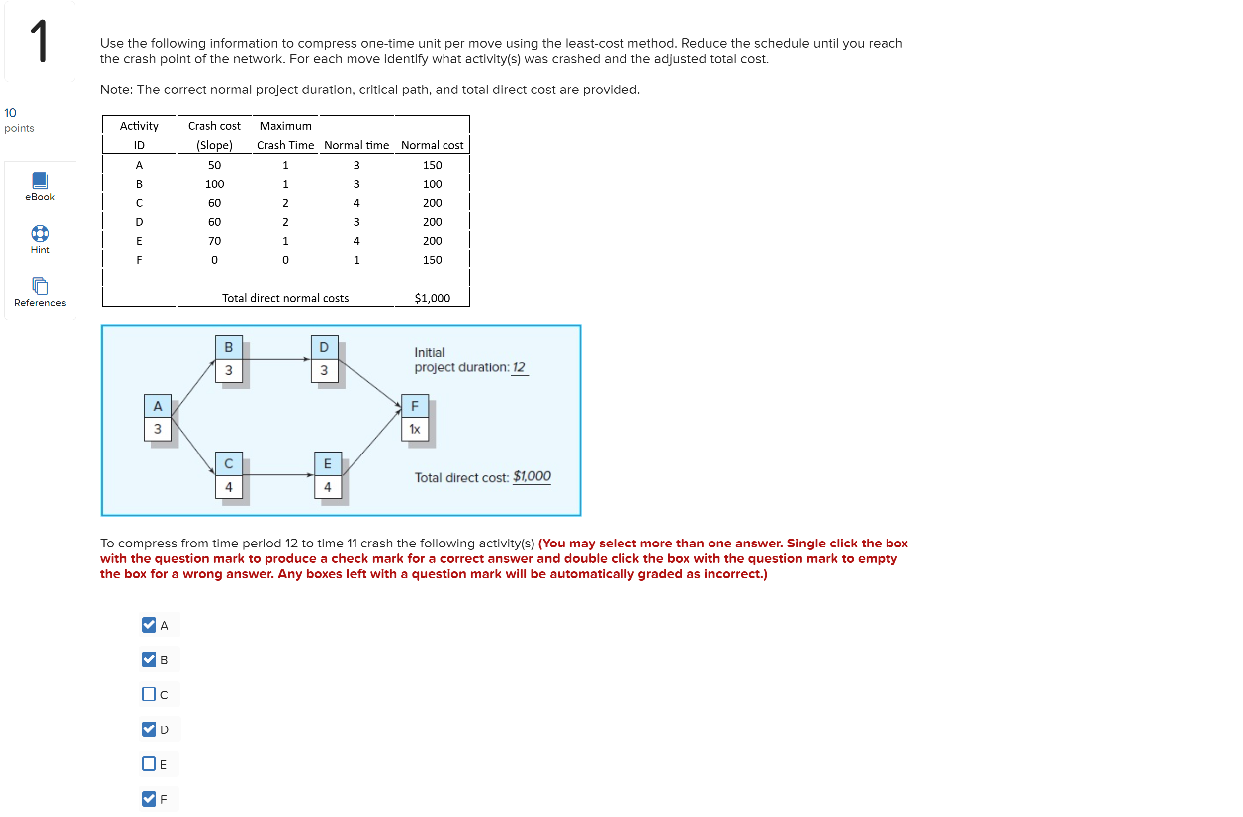 Solved To compress from time period 12 ﻿to time 11 ﻿crash | Chegg.com