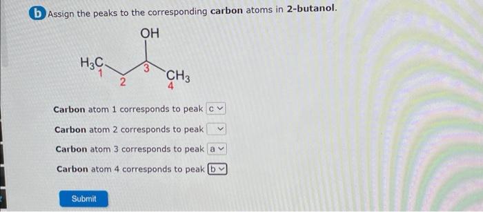 Solved The 13C NMR spectrum for an alcohol with the | Chegg.com