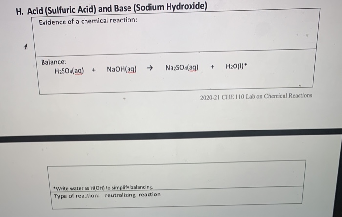 Solved H. Acid (Sulfuric Acid) and Base (Sodium Hydroxide) | Chegg.com