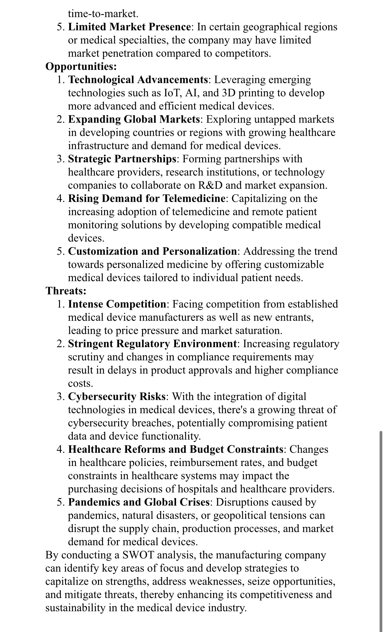 Solved Assignment # 7: conducting SWOT analysis for a small | Chegg.com