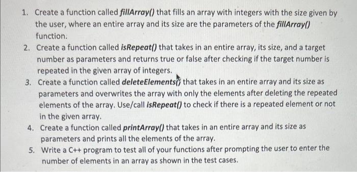 Solved 1. Create a function called fillArray() that fills an | Chegg.com