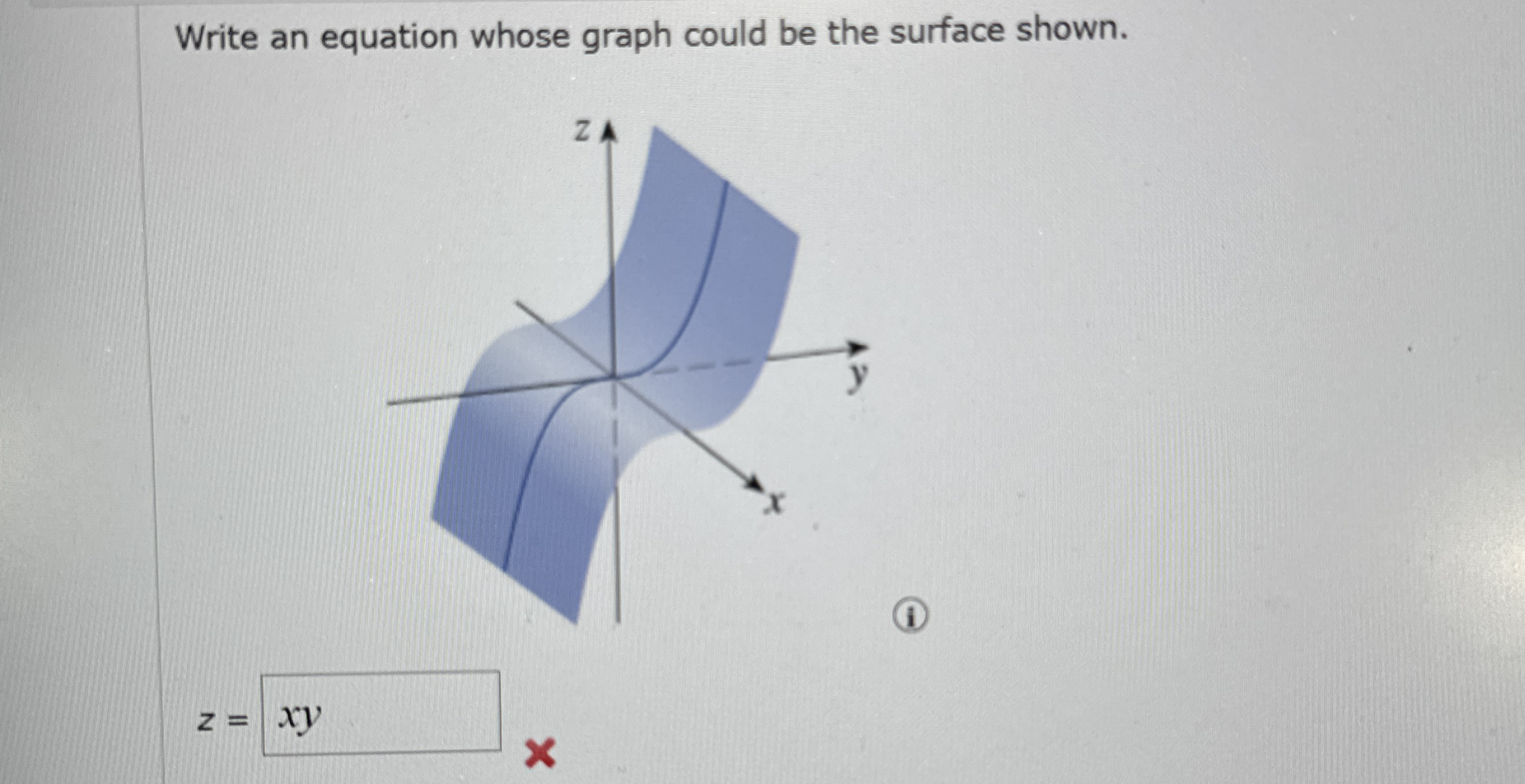 Write an equation whose graph could be the surface | Chegg.com