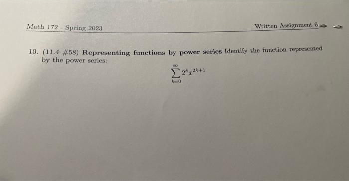 Solved 10. (11.4 \#58) Representing functions by power | Chegg.com