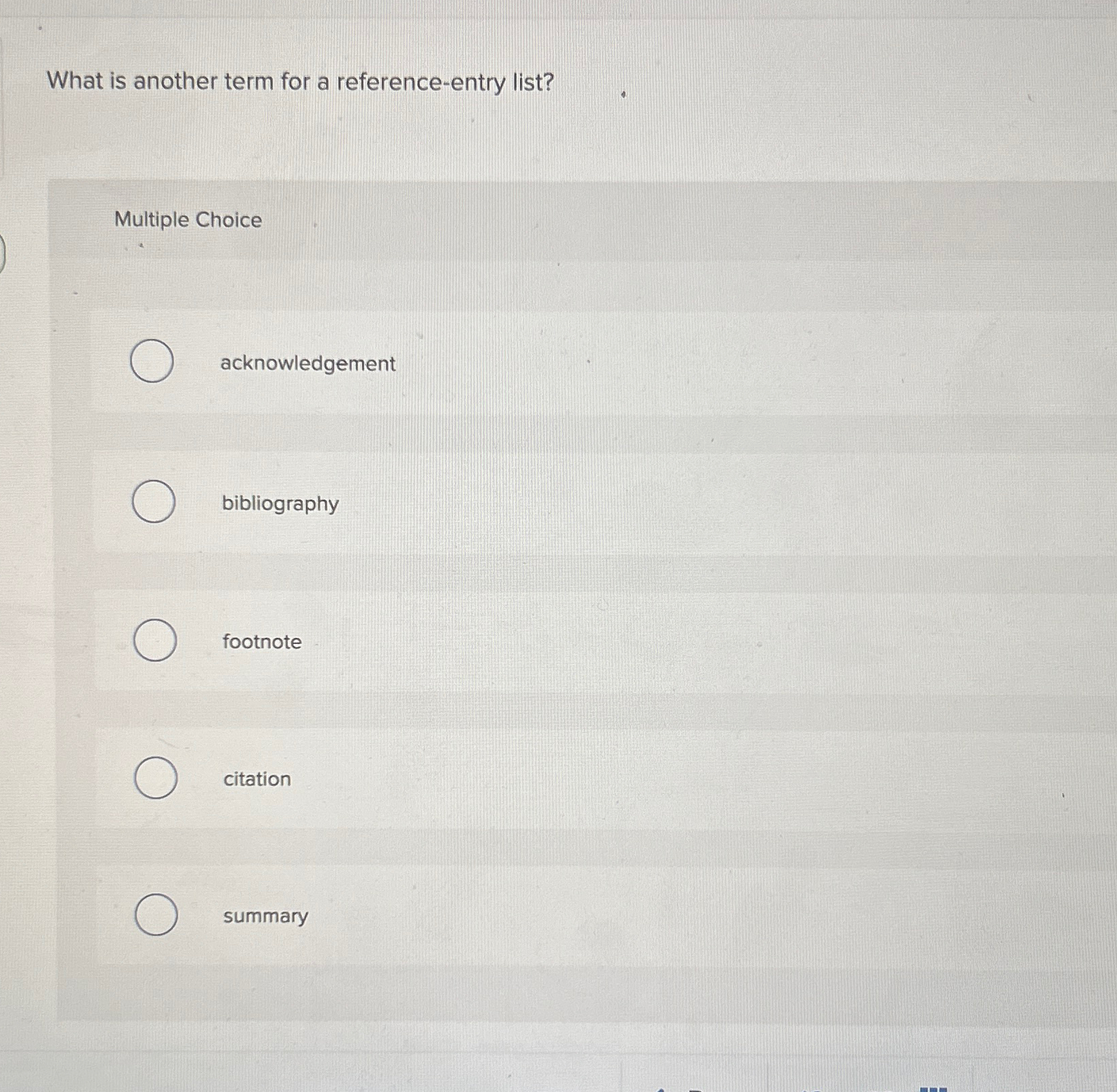 Solved What is another term for a reference-entry | Chegg.com