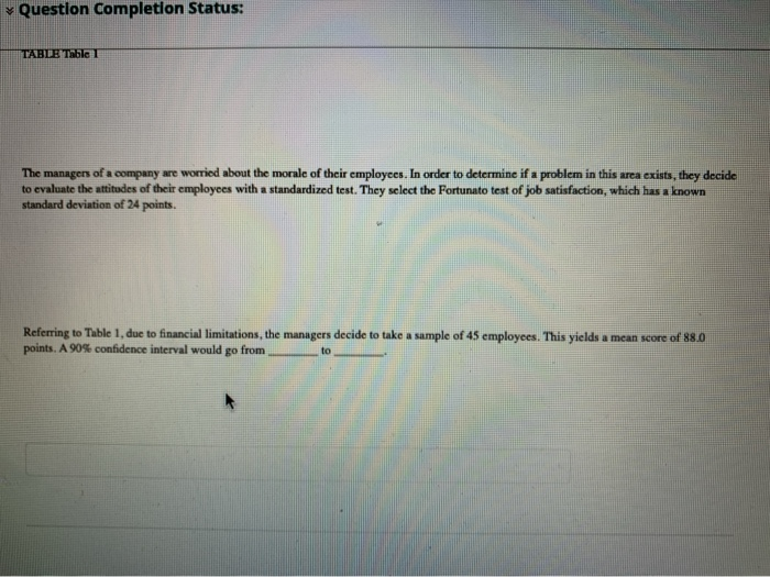 Solved Question Completion Status: TABLE Table 1 The | Chegg.com
