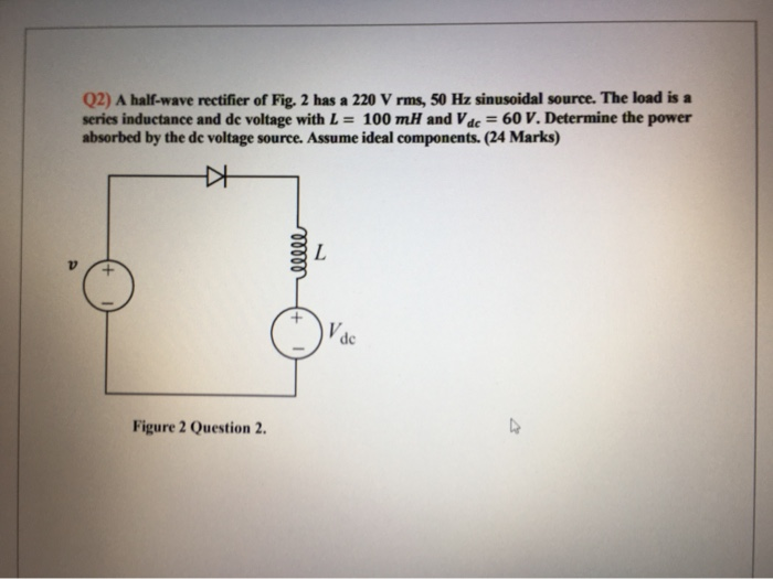 Solved Q2) A half-wave rectifier of Fig. 2 has a 220 Vrms, | Chegg.com
